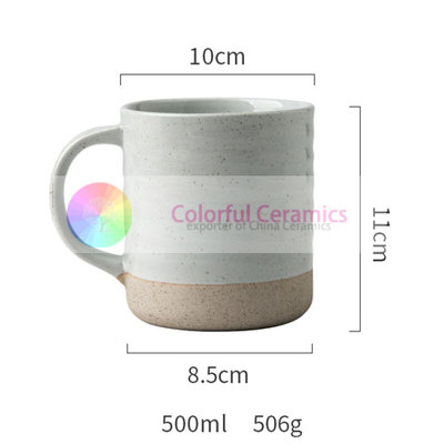 500ml Large Ceramic Coffee Mugs Sesame Dot Pattern Microwave Dishwasher Use