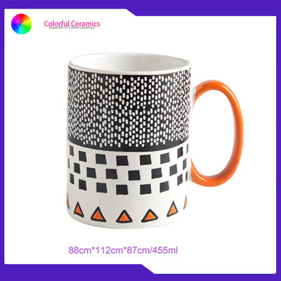 Geometrical Logo Custom Ceramic Coffee Mugs Food Grade For Tea Milk