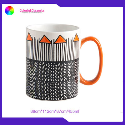 Geometrical Logo Custom Ceramic Coffee Mugs Food Grade For Tea Milk