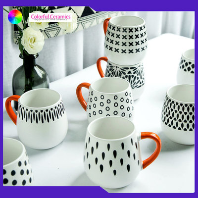 Japanese Style Silkscreen Coffee Mugs Wave point Custom Ceramic Coffee Cups