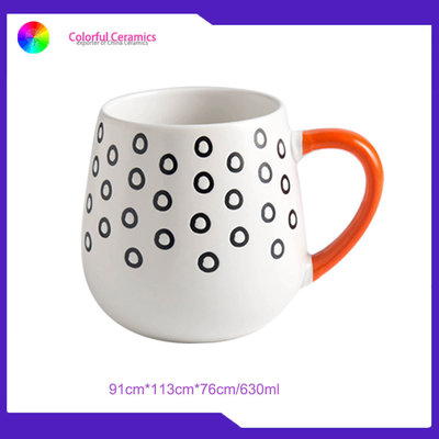 Japanese Style Silkscreen Coffee Mugs Wave point Custom Ceramic Coffee Cups
