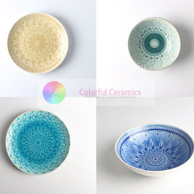 Small Custom Printed Porcelain Plates Colorful Personalised Dining Plates