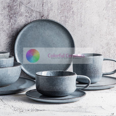 Simple Drinking Stoneware Dinnerware Sets Japanese Style For Breakfast Milk