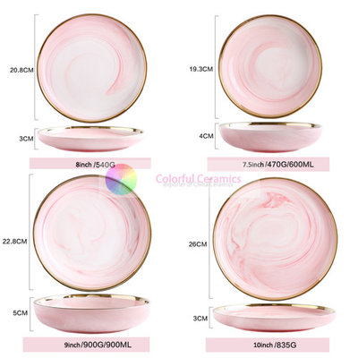Gold Decal Marble Porcelain Dinnerware Sets Food Contact Safe Type