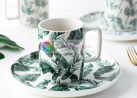 Fresh Botany Colorful Ceramic Cup And Saucer Porcelain Tea Cup And Saucer Coffee Cup Set