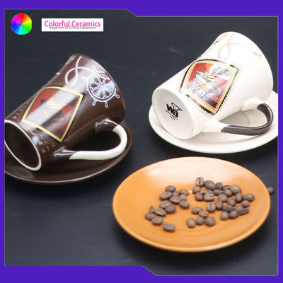 Modern Coffee Ceramic Cup And Saucer Unique Design Eco - Friendly