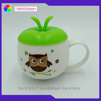 Apple Shape Decal Coffee Mug 380ml Capacity 8.8cm*7.5cm With Silicnon Lid