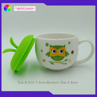 Apple Shape Decal Coffee Mug 380ml Capacity 8.8cm*7.5cm With Silicnon Lid