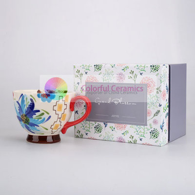 400ml Diy Hand Painted Coffee Mugs Unique Design With Foot Stand