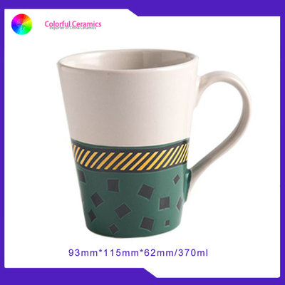 Handprinting V Shape Silkscreen Coffee Mugs Ceramic Travel Coffee Mugs