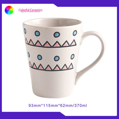 Handprinting V Shape Silkscreen Coffee Mugs Ceramic Travel Coffee Mugs
