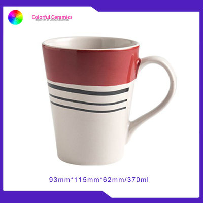European Vogue Glazed Ceramic Coffee Mugs Red And White Stoneware Handprinting