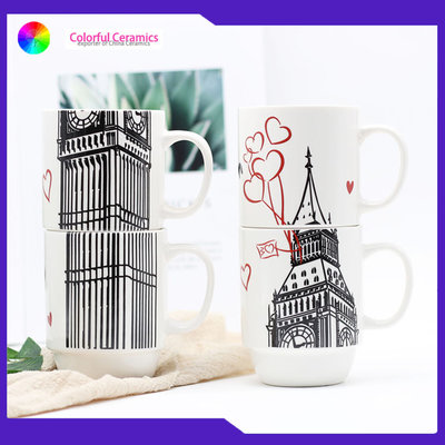 City Memorial Ceramic Coffee Mug Set Stackable Unique Coffee Mug Sets With Decal