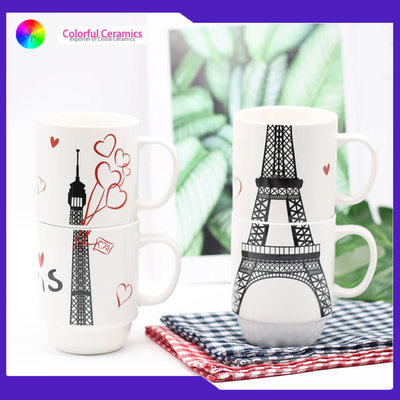 New Bone China Ceramic Coffee Mug Set Of 4 For Daily Tableware Gift