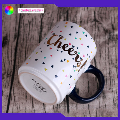 850ML Promotional Ceramic Coffee Mugs Elegant Real Gold Flower Pattern