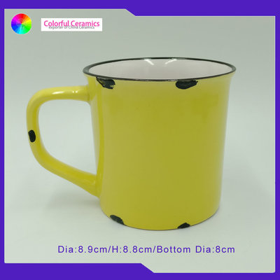 Imitation Enamel Promotional Ceramic Coffee Mugs Eco - Friendly Unique Design