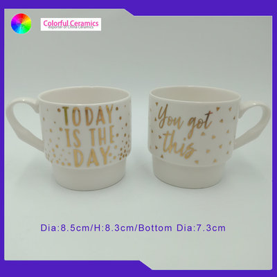 Gold Decal Ceramic Coffee Mug Set Microwave Dishwasher Can Be Use