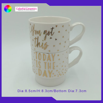 Gold Decal Ceramic Coffee Mug Set Microwave Dishwasher Can Be Use