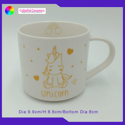 Eco - Friendly Ceramic Coffee Mug Set Unicorn Decal Stacking Coffee Mug Set