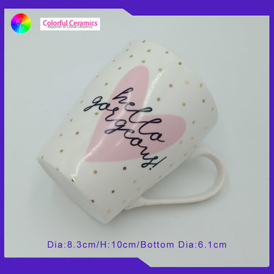 Gold Decal White Custom Made Ceramic Mugs Eco - Friendly Promotional Ceramic Cups