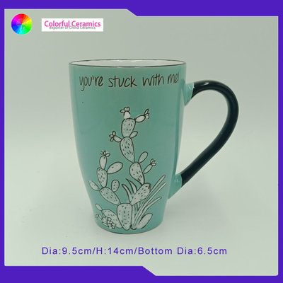 Tall Silkscreen Printing Handmade Stoneware Mugs For Hotel Restaurant