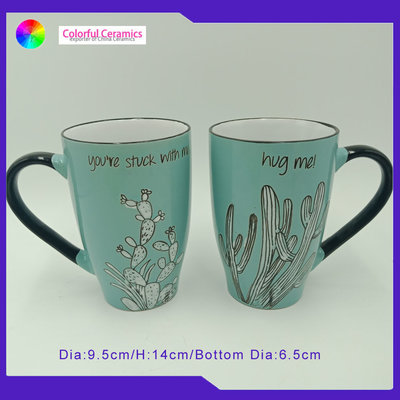 Tall Silkscreen Printing Handmade Stoneware Mugs For Hotel Restaurant
