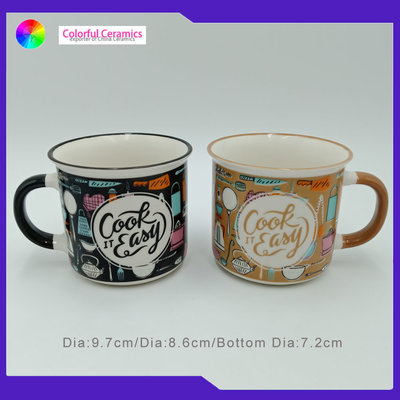 Imitation Enamel Custom Printed Ceramic Coffee Mugs Round With Decals