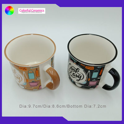 Imitation Enamel Custom Printed Ceramic Coffee Mugs Round With Decals