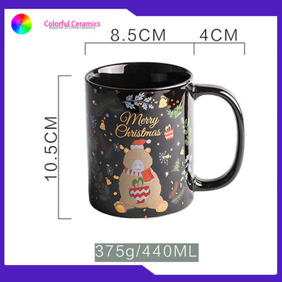 Cappuccino Black Stoneware Christmas Mugs Funny Ceramic Coffee Cup
