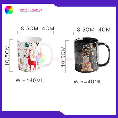 Cappuccino Black Stoneware Christmas Mugs Funny Ceramic Coffee Cup