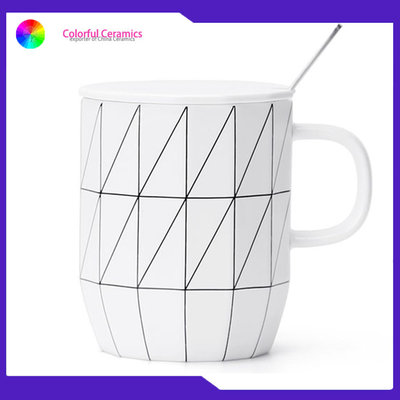 Nordic Geometry Custom Printed Ceramic Coffee Mugs 400ml Capacity