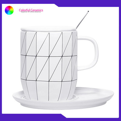 Nordic Geometry Custom Printed Ceramic Coffee Mugs 400ml Capacity