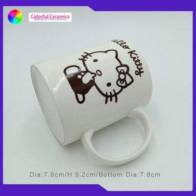 Straight Custom Printed Ceramic Coffee Mugs Kitty Cat Pattern With Silkscreen