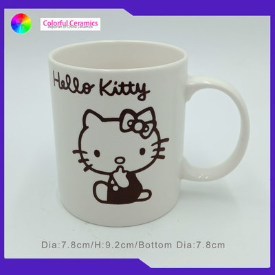 Straight Custom Printed Ceramic Coffee Mugs Kitty Cat Pattern With Silkscreen