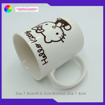 Straight Custom Printed Ceramic Coffee Mugs Kitty Cat Pattern With Silkscreen