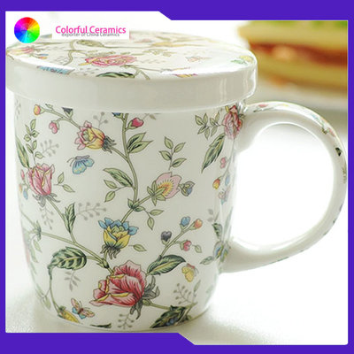 European Style Personalised Fine Bone China Mugs Children Drinking With Lid