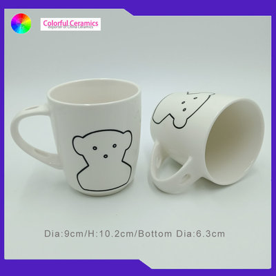 Novelty Embossing Personalized Ceramic Mugs White Porcelain Microwave Use