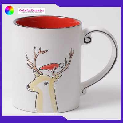Promotional Hand Painted Ceramic Coffee Mugs Christmas Theme Custom Ceramic Cups