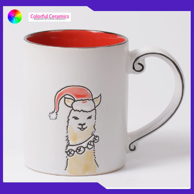 Promotional Hand Painted Ceramic Coffee Mugs Christmas Theme Custom Ceramic Cups