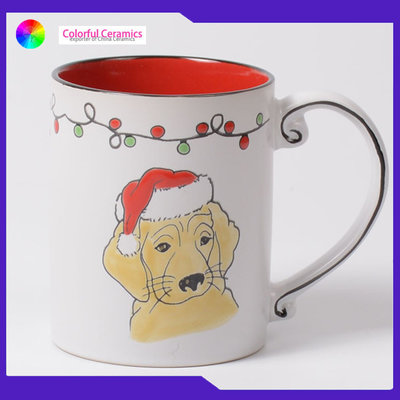 Promotional Hand Painted Ceramic Coffee Mugs Christmas Theme Custom Ceramic Cups