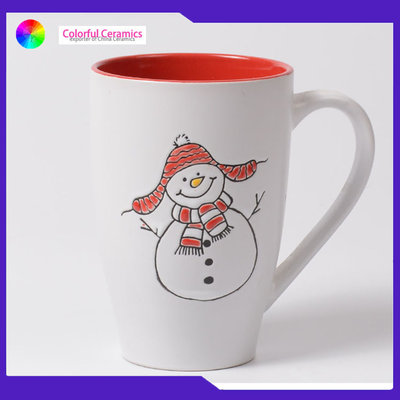 Tall 600ml Hand Painted Christmas Mugs Colorful Santa Claus Pattern