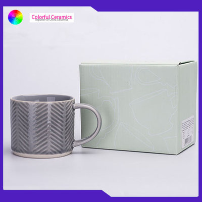 Embossed Ceramic Travel Coffee Mugs Promotional Portable With Handle