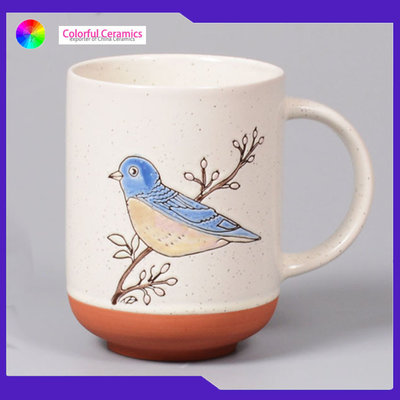 Breakfast Milk Hand Painted Ceramic Coffee Mugs 490ML For Simple Life