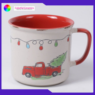 Imitation enamel cups old effect hand painted ceramic mug Christmas sales coffee mugs