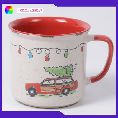 Imitation enamel cups old effect hand painted ceramic mug Christmas sales coffee mugs