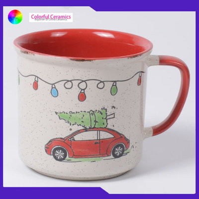 Imitation enamel cups old effect hand painted ceramic mug Christmas sales coffee mugs