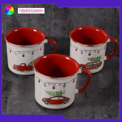 Imitation enamel cups old effect hand painted ceramic mug Christmas sales coffee mugs