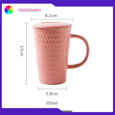 Ceramic cup tall coffee mugs V mug ceramic coffee mug with lid Custom Embossed Mugs