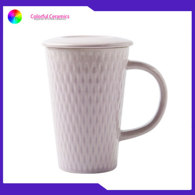 Ceramic cup tall coffee mugs V mug ceramic coffee mug with lid Custom Embossed Mugs
