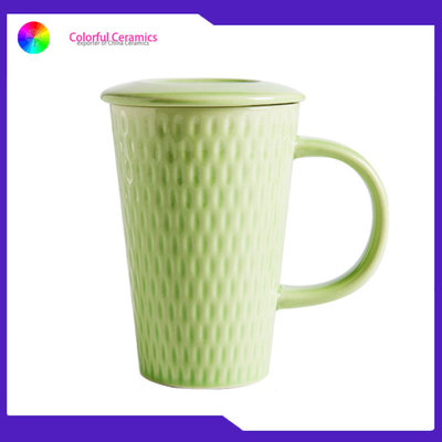 Ceramic cup tall coffee mugs V mug ceramic coffee mug with lid Custom Embossed Mugs
